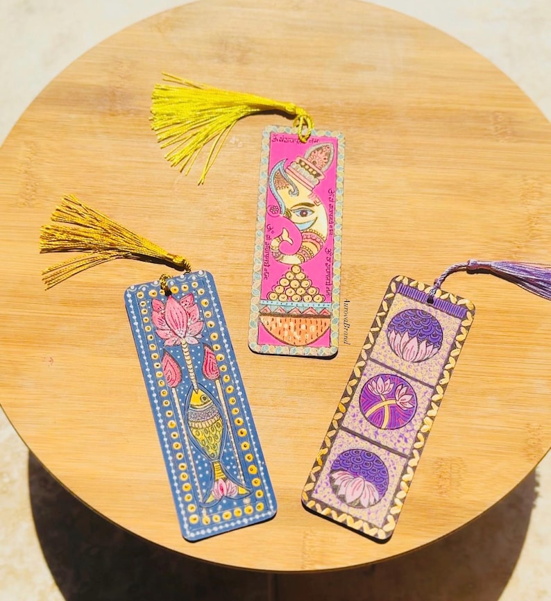 Handmade Bookmarks Artistic Bookmarks Indian Art Bookmarks Madhubani ...
