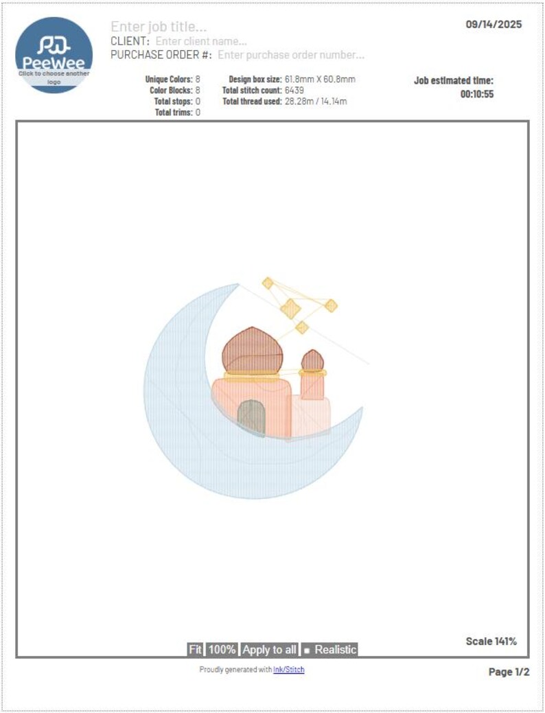 Mosque Crescent Moon Embroidery Design: Islamic Eid Ramadan (digital ...