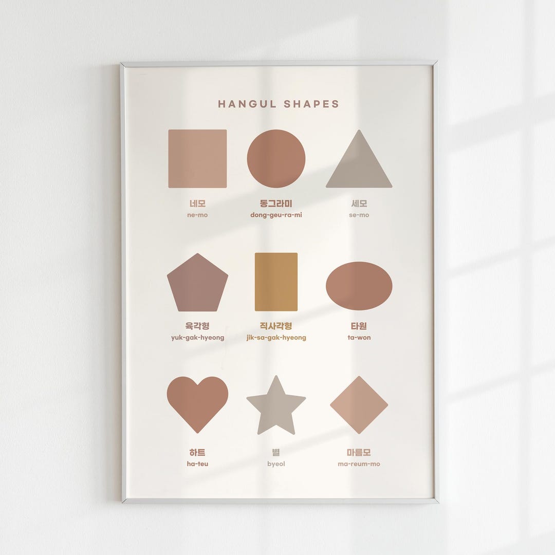 Hangul Shapes Printable Poster, Korean Alphabet Wall Art, Kids Room ...