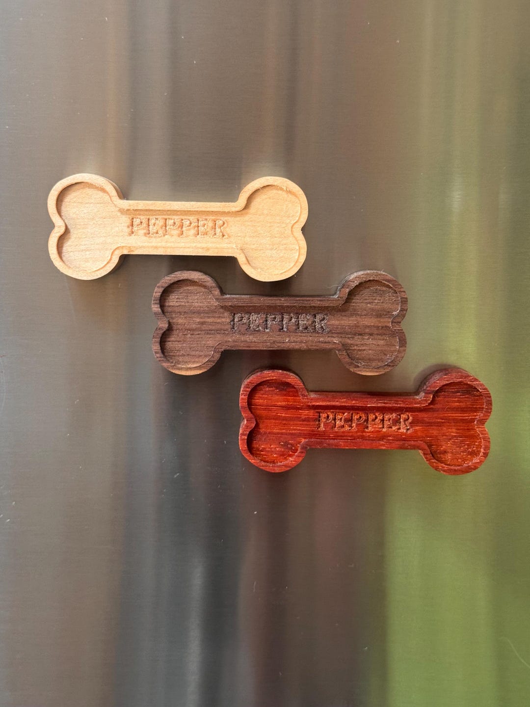 Personalized Dog Bone Magnet, Exotic Hardwood Pet Lover Gift - Etsy