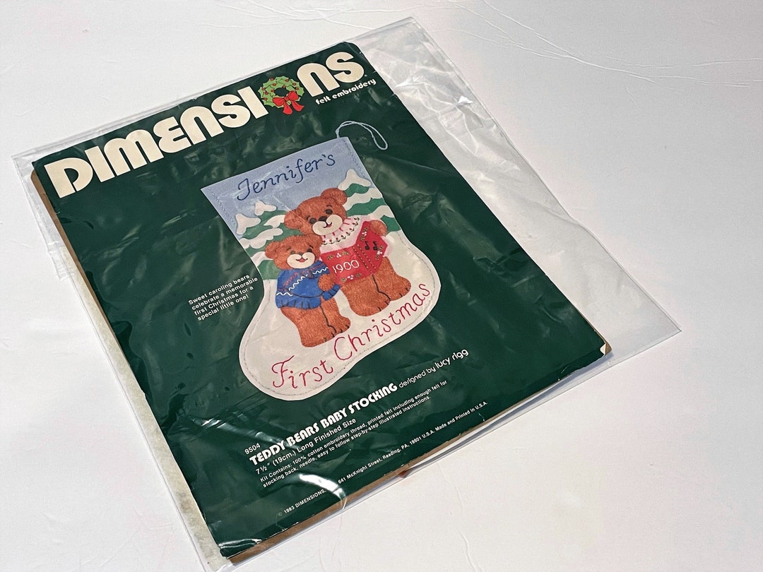 Vintage 1980s Teddy Bears Baby Stocking 1st Christmas Felt Embroidery ...
