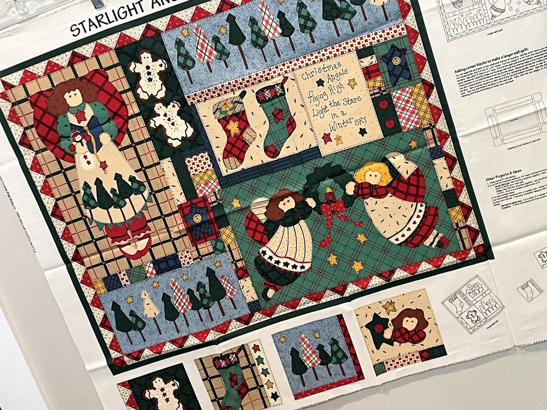 Vintage Starlight Angels Patchwork Wall Quilt Christmas Crafts Pillow ...