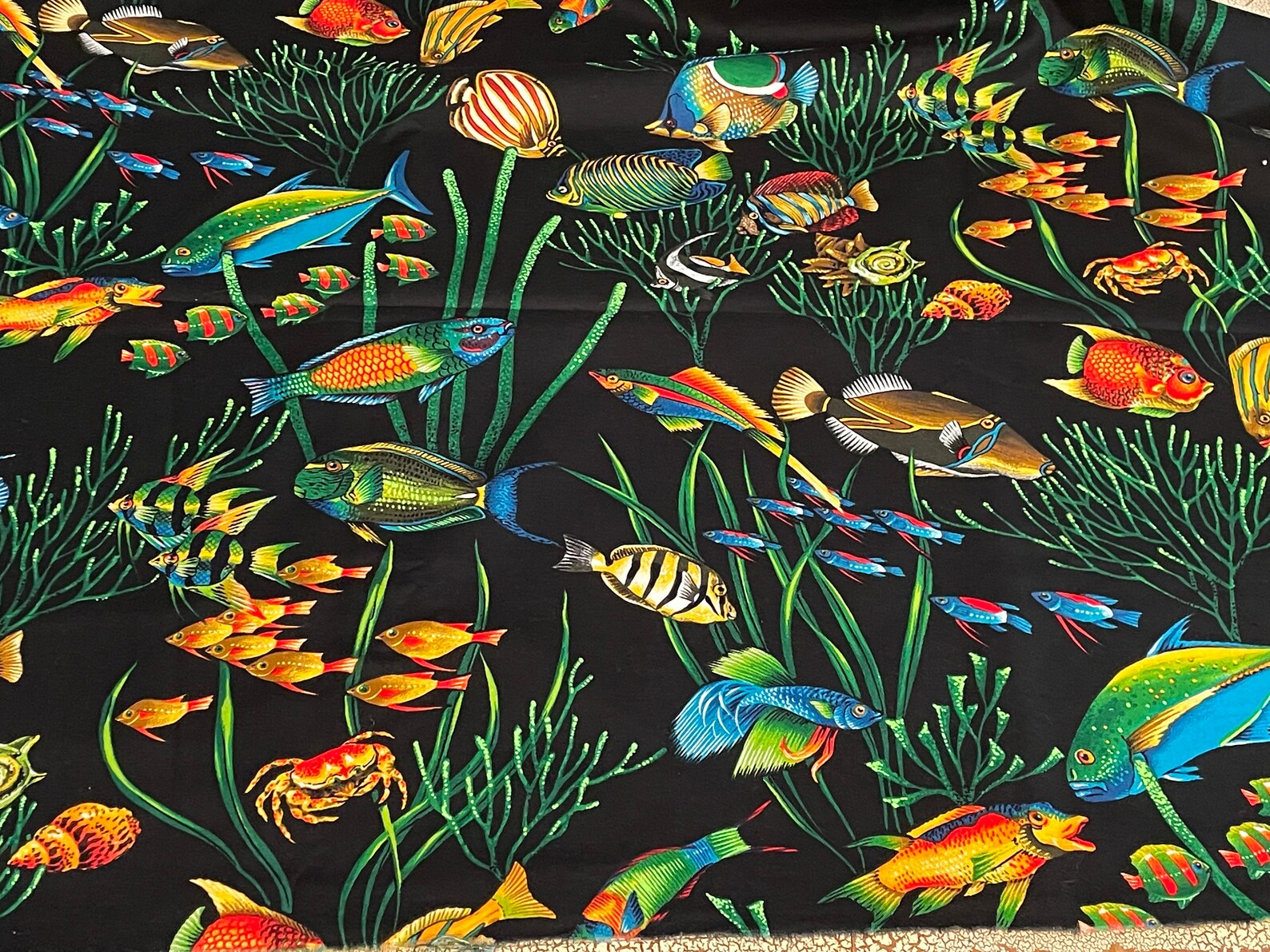 Vintage Tropical Fish Fabric Alexander Henry 90s Novelty - Etsy