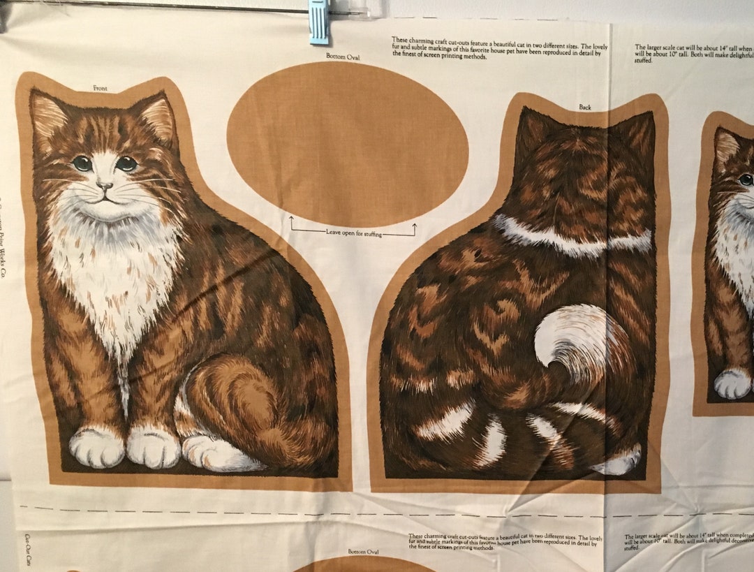 Vintage CAT Cut Outs Cut and Sew Fabric Panel Stuffed Kitty Animals Diy ...