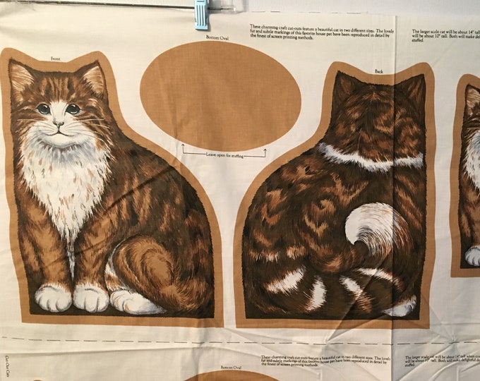 Vintage CAT Cut Outs Cut and Sew Fabric Panel Stuffed Kitty Animals Diy ...