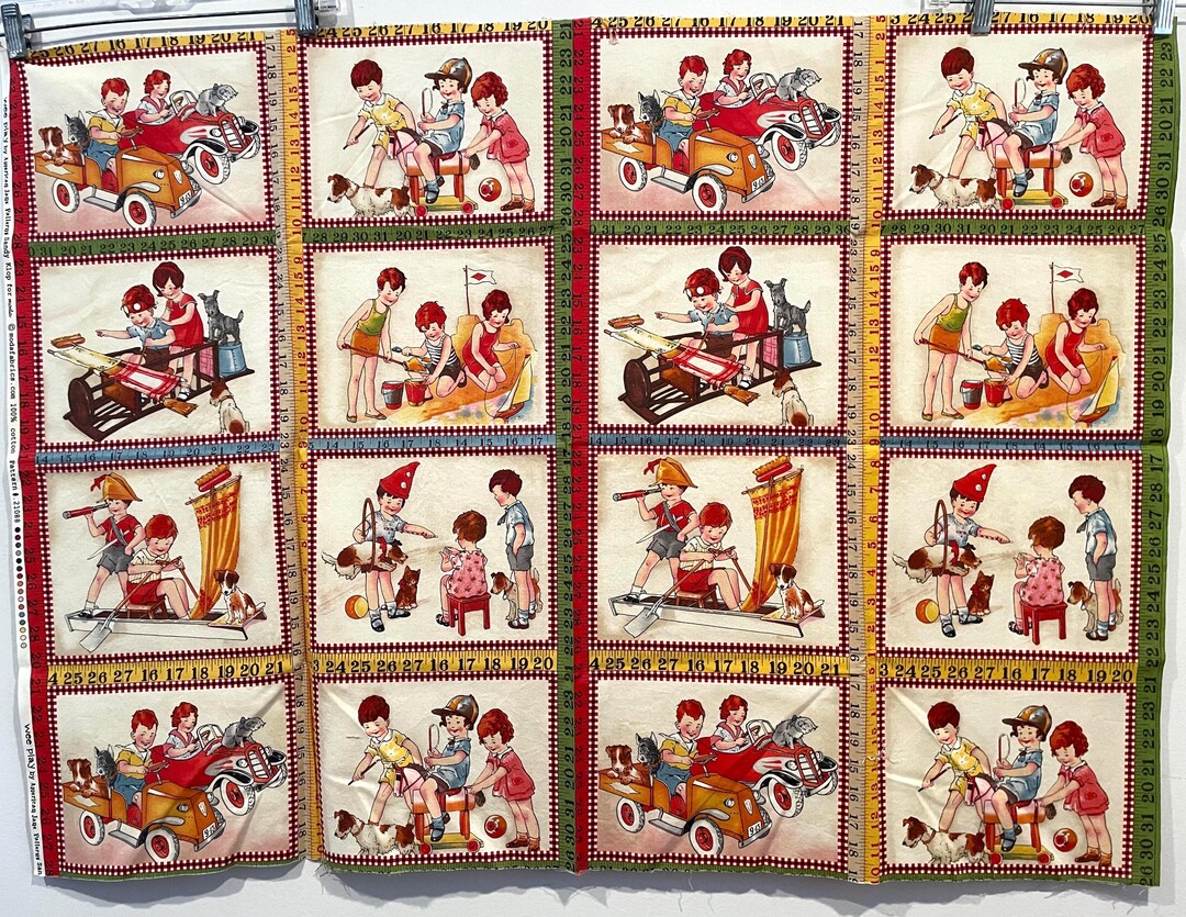 Moda Fabric Wee Play Retro Vintage Children Old Fashioned Quilt Cotton ...