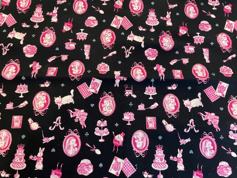 Pink Motifs Alice in Wonderland Story Fabric Teatime Toss - Etsy