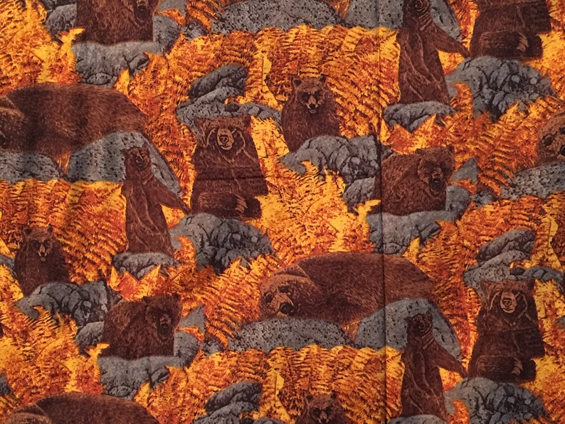 Grizzly Bears Animals Fabric Wild Animals Brown Bears Vintage | Etsy