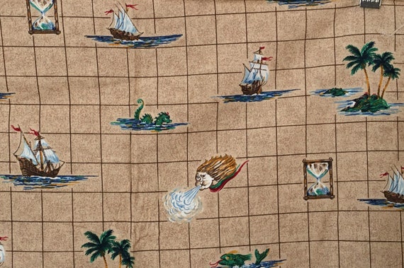 Vintage Tall Sailing Ships Nautical Fabric Schooners Cranston | Etsy