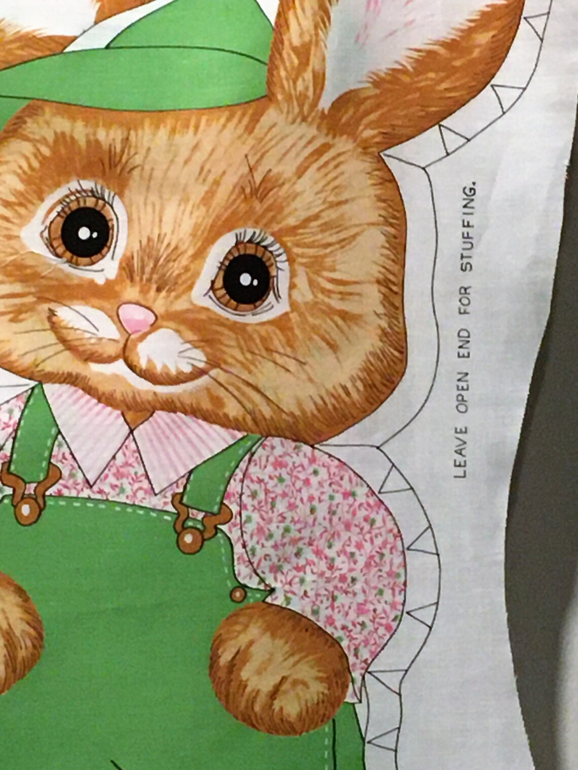 Vintage Bunny Rabbit Fabric Panel Retro Bib Overalls Easter | Etsy