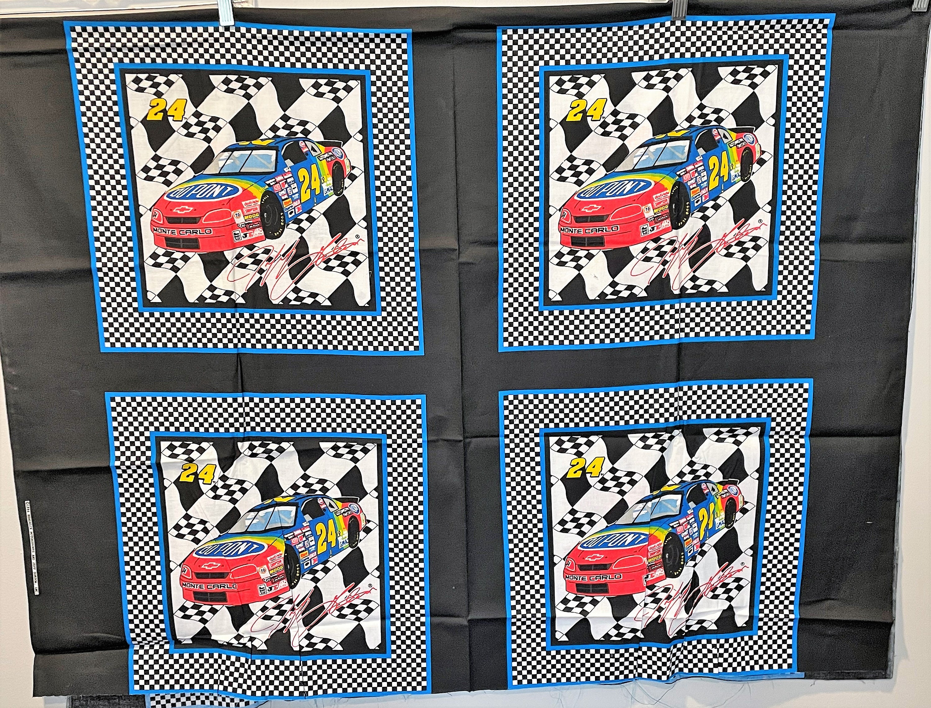 Vintage Dale Jarrett #18 NASCAR Racing Pillow Quilt Panel Fabric Chevy ...