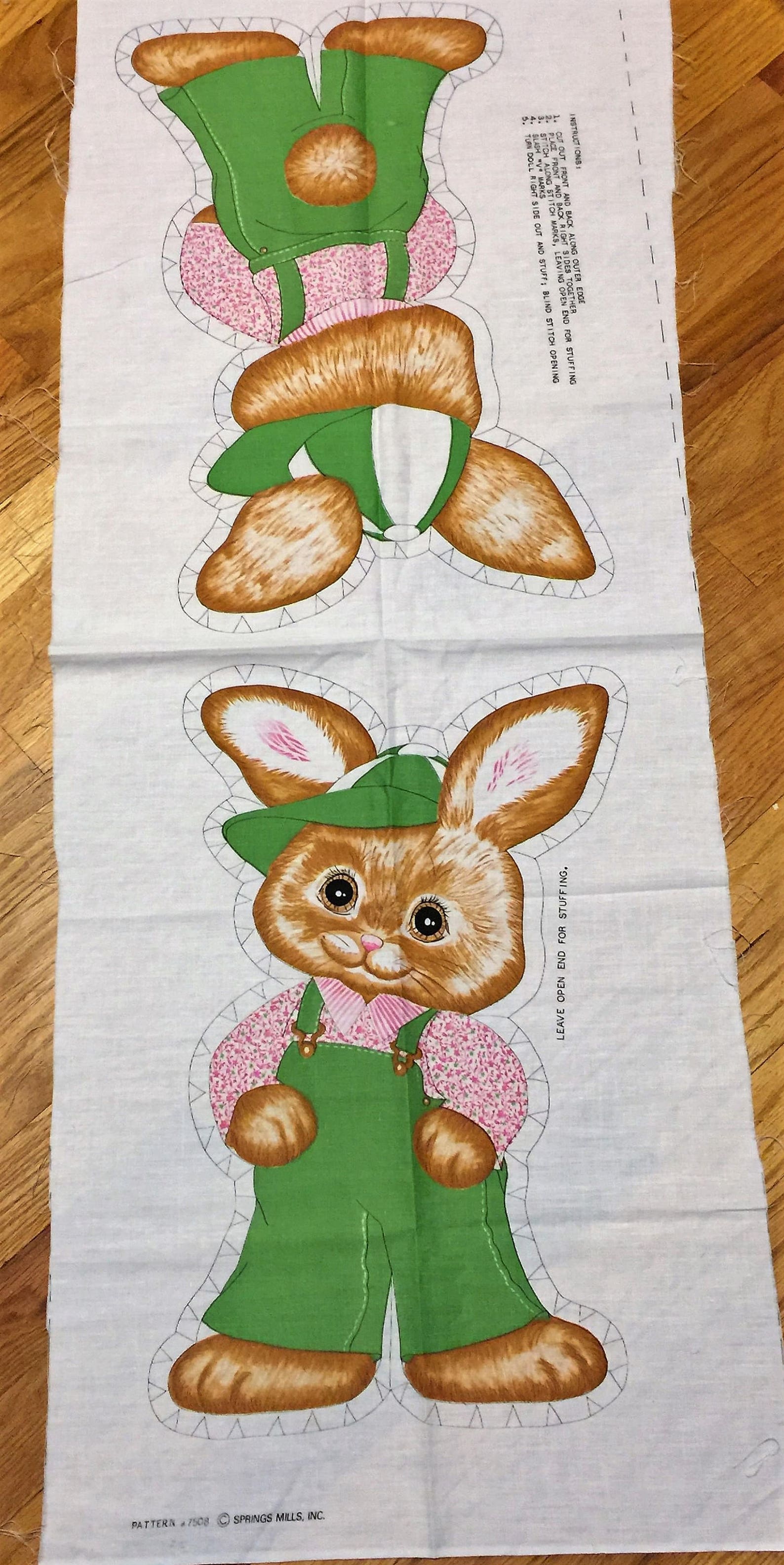 Vintage Bunny Rabbit Fabric Panel Retro Bib Overalls Easter | Etsy