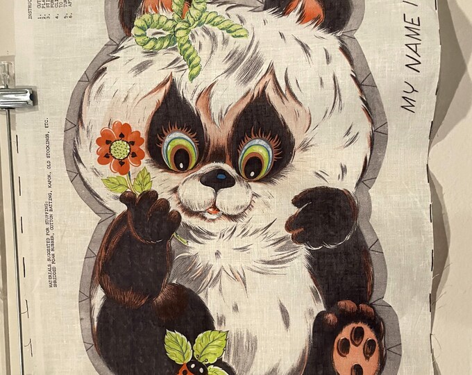 Vintage POCO the PANDA Bear With Ladybug Friend Fabric Stuffed Animal ...