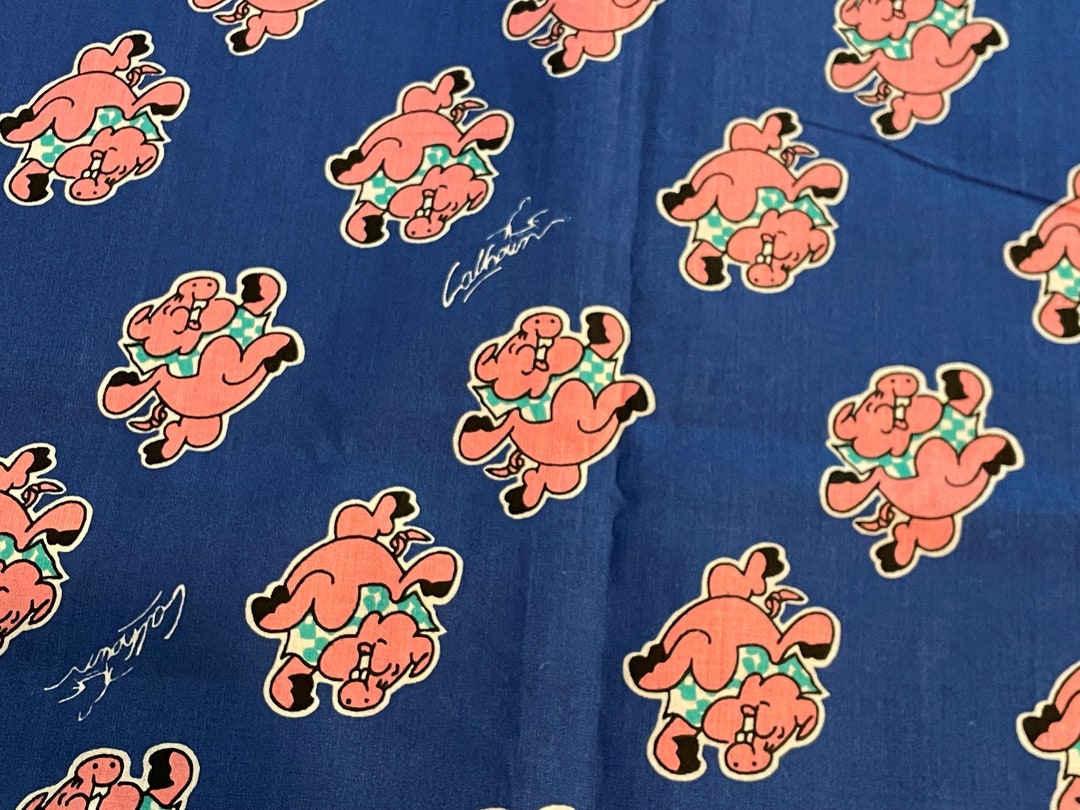 Vintage 90s Catfish Calhoun Dancing Pigs Fabric Anthropomorphic 1.25 ...
