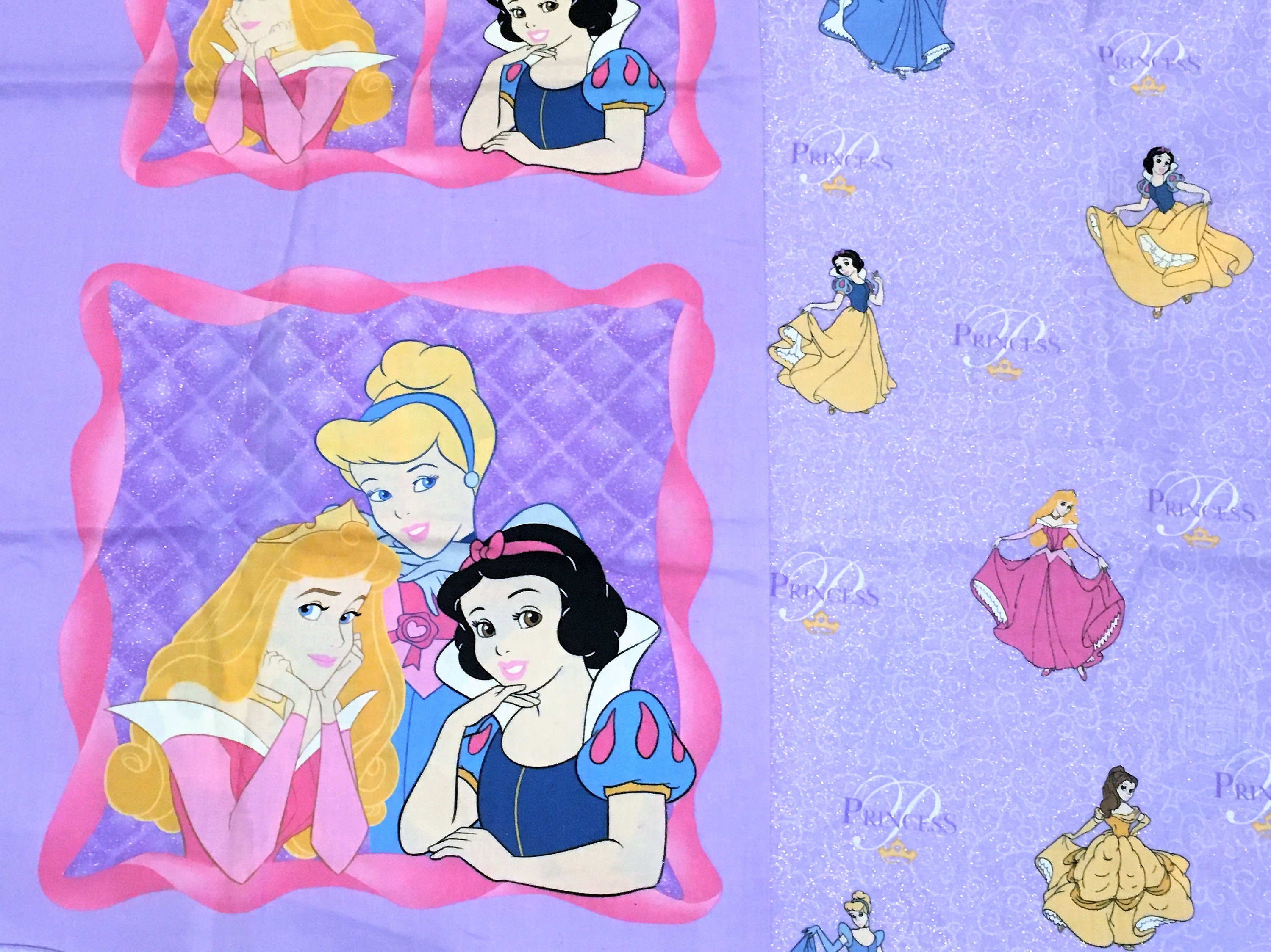 Vintage Disney Princess Fabric Pick Options All Over Glitter | Etsy