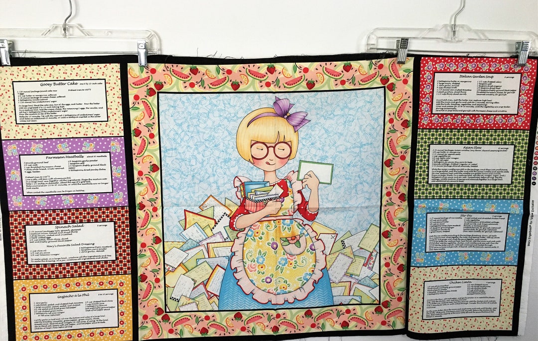 Mary Engelbreit Fabric Panel Recipe KITCHEN CAPERS Cotton Food Recipe ...