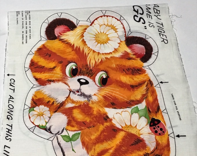 Vintage BABY TIGER Fabric Panel rags Little Big - Etsy