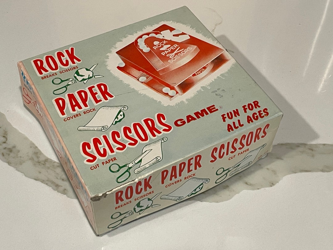 Vintage 1961 MCM ROCK Paper SCISSORS Game in Box Retro Pink Plastic Toy ...