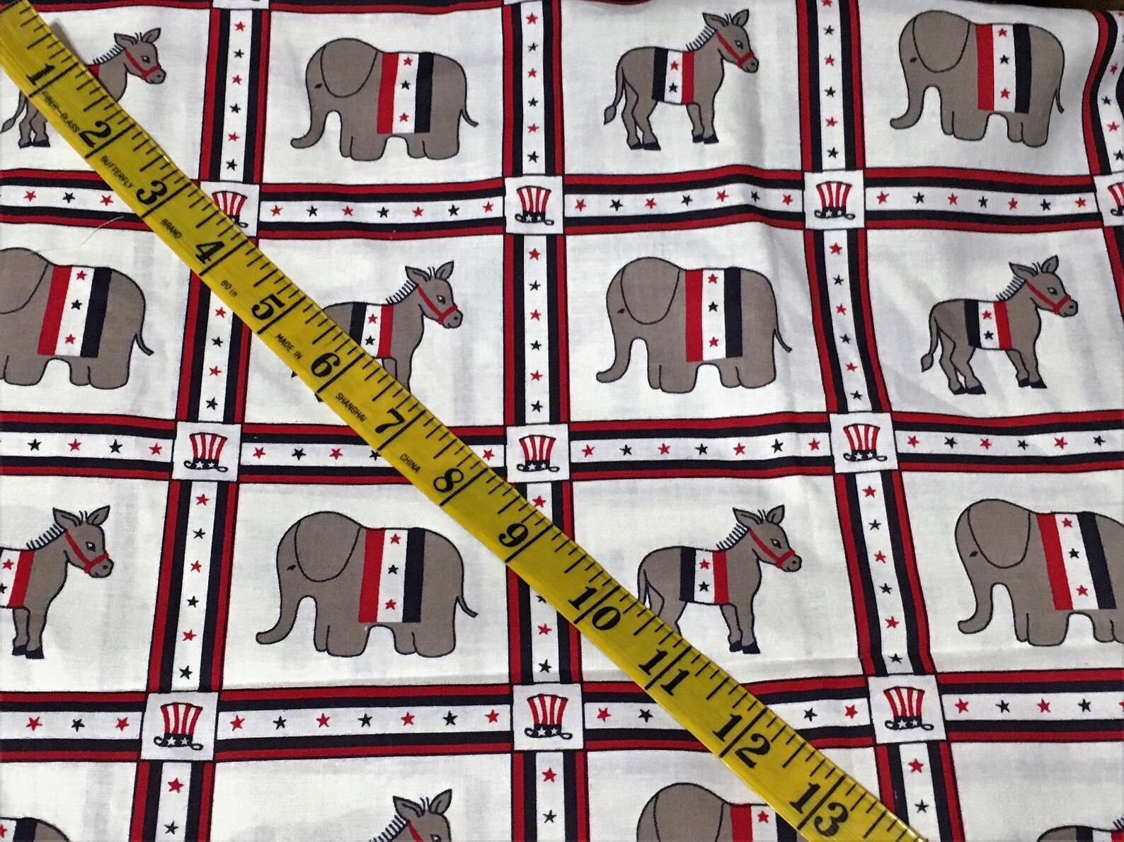 Rare Vintage Political Fabric Bipartisan Democrat Donkey Republican ...