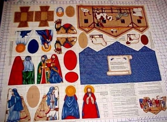 Vintage Christmas Nativity Fabric Panel Cut Sew Cranston | Etsy