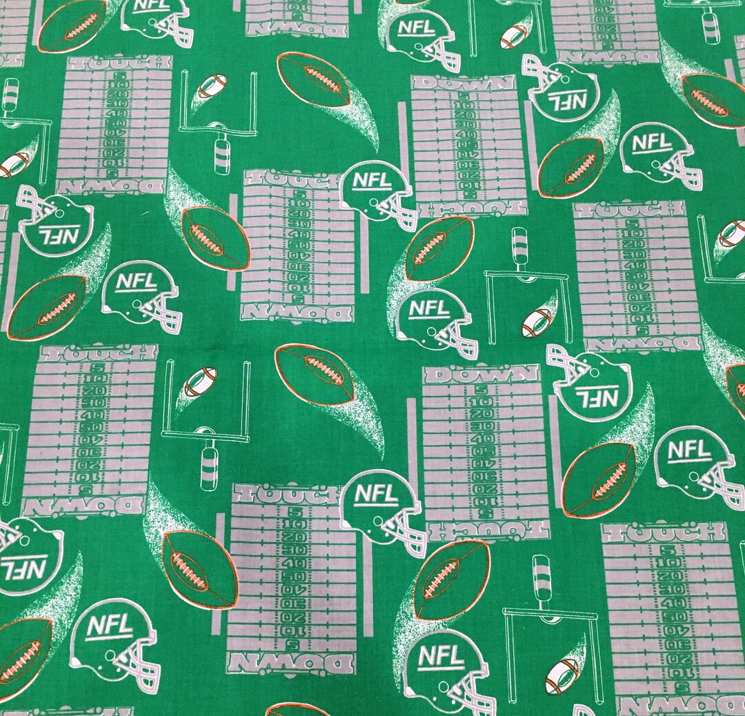 1.5 Yards Vintage Retro 90s NFL Football Fabric Rare Sports Motif ...