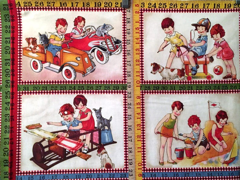Moda Fabric Wee Play Retro Vintage Children Old Fashioned Quilt Cotton ...