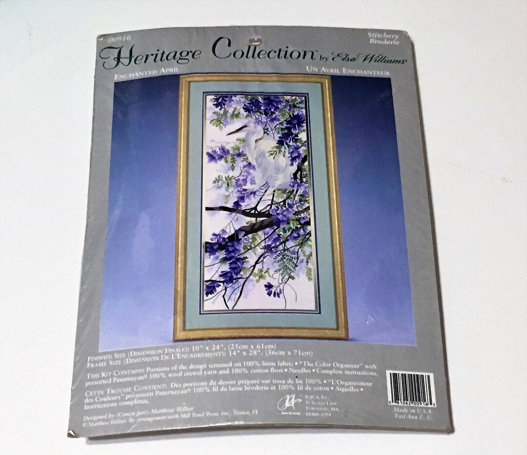 RARE Elsa Williams ENCHANTED APRIL Crewel Embroidery Kit Egret - Etsy