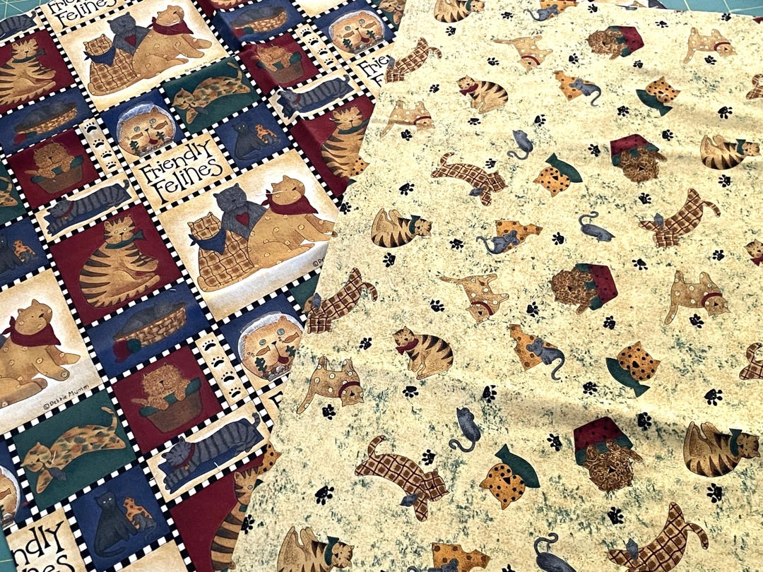 Choice of 2 Vintage Debbie Mumm Friendly Felines Fabric Kitty Cats ...