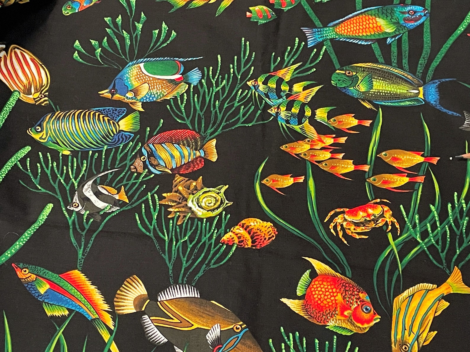 Vintage Tropical Fish Fabric Alexander Henry 90s Novelty - Etsy