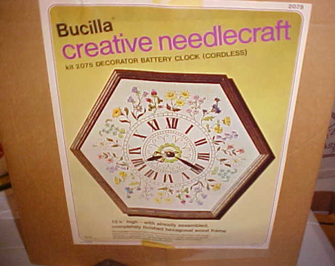 Rare Vintage 70s Embroidery Clock Kit Bucilla Linen Wild Flowers ...