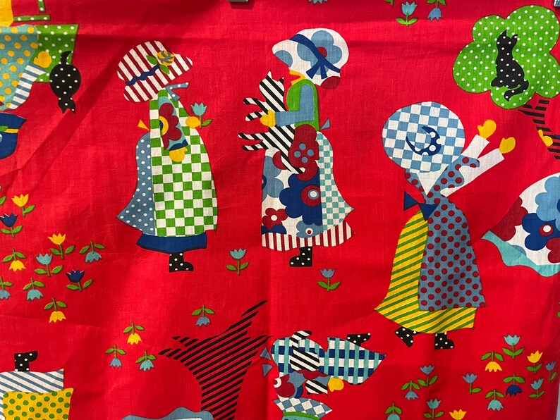 Rare Vintage Bonnet Girls Ladies & Cats Tulip Flowers Trees Scenic Pop ...
