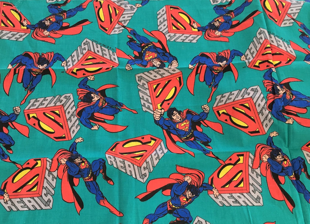 Vintage Rare Superman Fabric 1996 DC Comics Cotton Quilt/sew Superhero ...