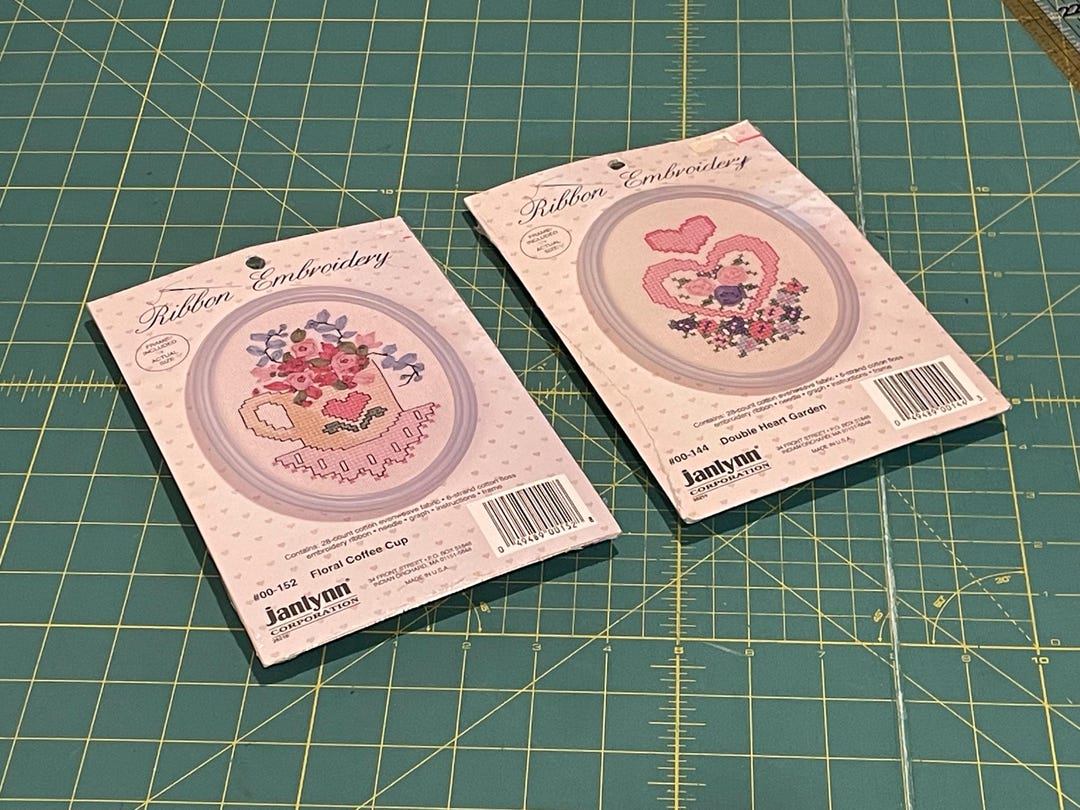 Vintage Janlynn Ribbon Embroidery Counted Cross Stitch Kits W/ Frame ...