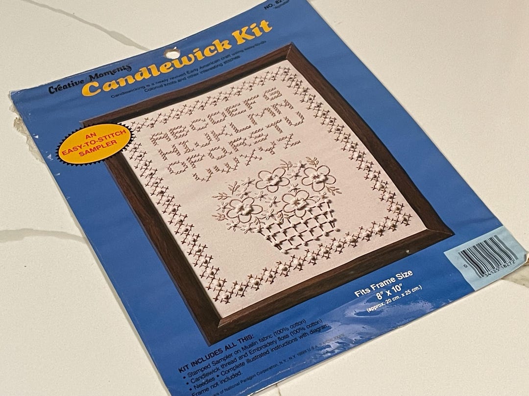 Vintage Candlewick Kit Alphabet Sampler Candlewicking Embroidery Kit ...
