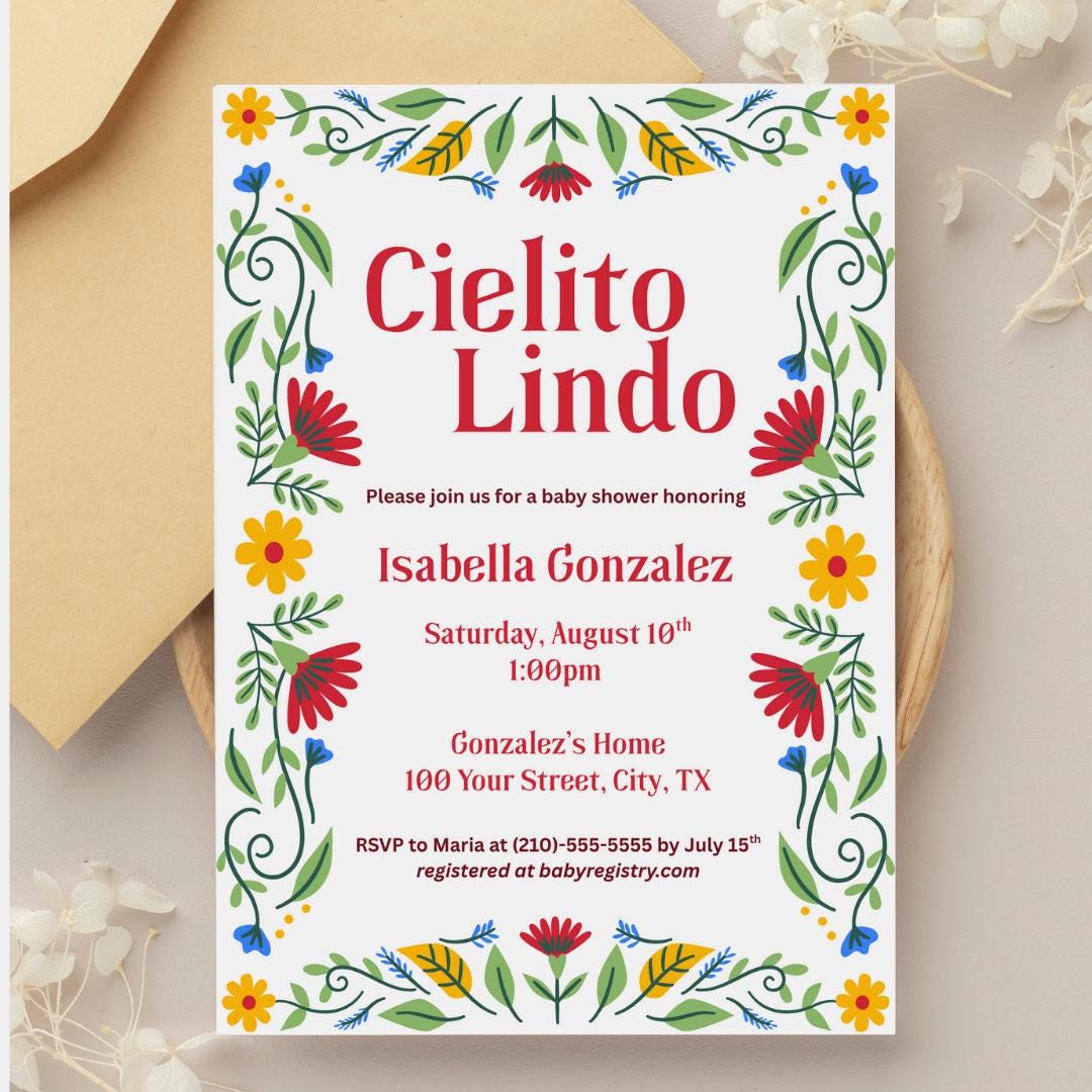 Cielito Lindo Baby Shower Invitation, Editable Canva Template, Instant ...