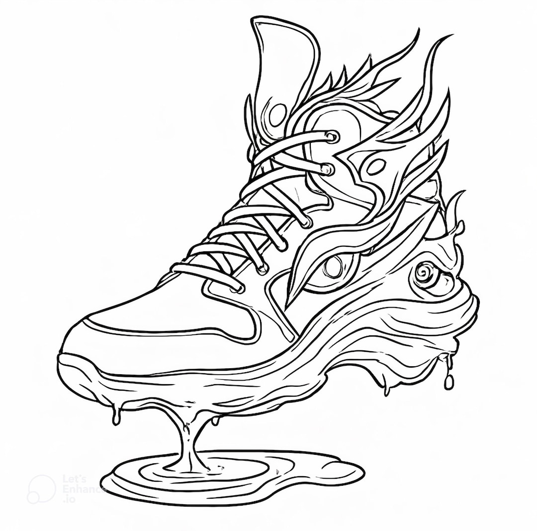 Sneaker Coloring Book Pages - Digital Download Printable Art for Kids ...