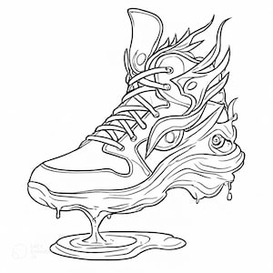 Sneaker Coloring Book Pages - Digital Download Printable Art for Kids ...