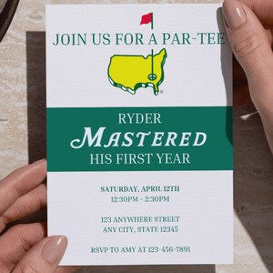 Masters Party Invitation | Editable Canva Template | Golf Themed First ...