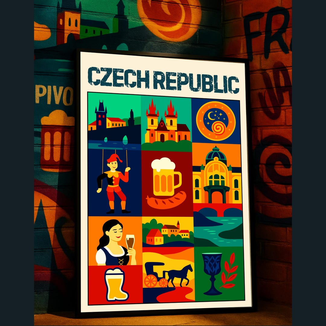 Czech Republic in Colors – Czech Travel Poster | Prague, Beer Culture ...
