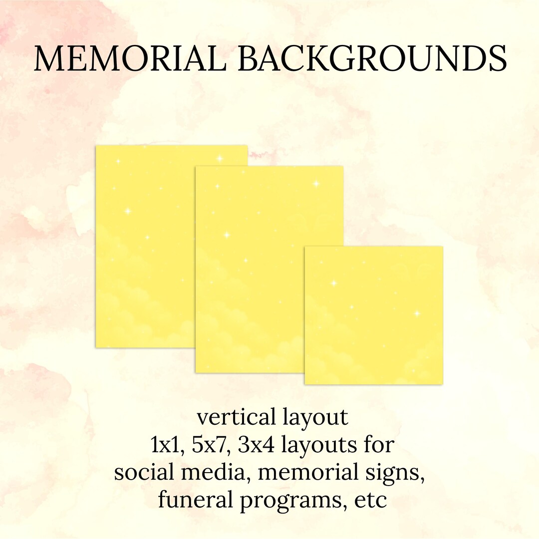 Printable Memorial Backgrounds - Baby Yellow Sky Art, Vertical Layout ...