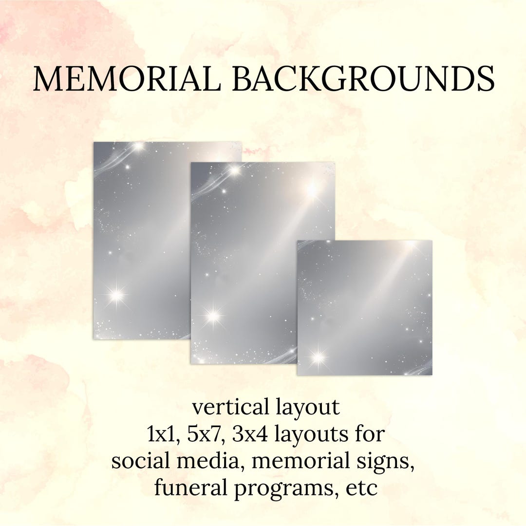 Silver Sparkle Memorial Backgrounds - Printable Digital Decor, Vertical ...