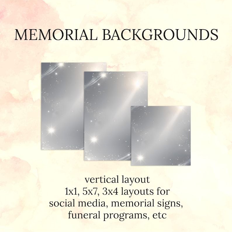 Silver Sparkle Memorial Backgrounds - Printable Digital Decor, Vertical ...