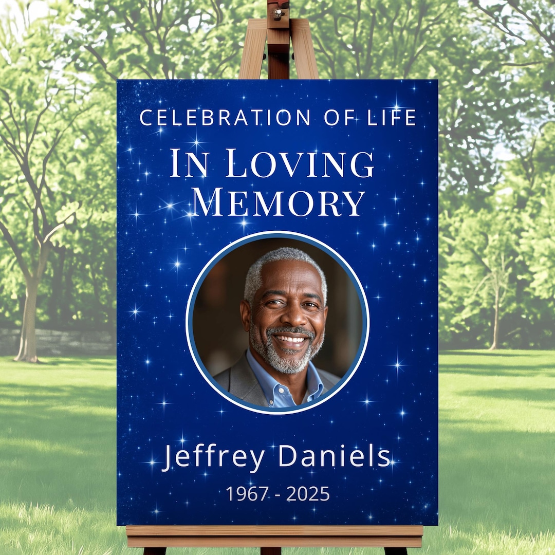Royal Blue Memorial Poster Template: Elegant Funeral Tribute (canva ...