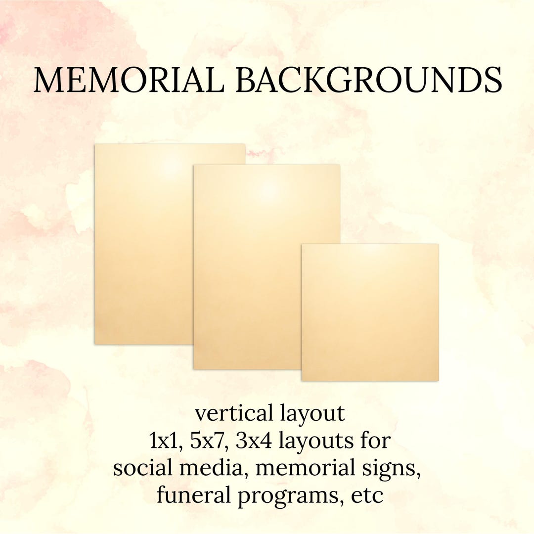 Printable Memorial Backgrounds - Elegant Gold Design, Vertical Layouts ...