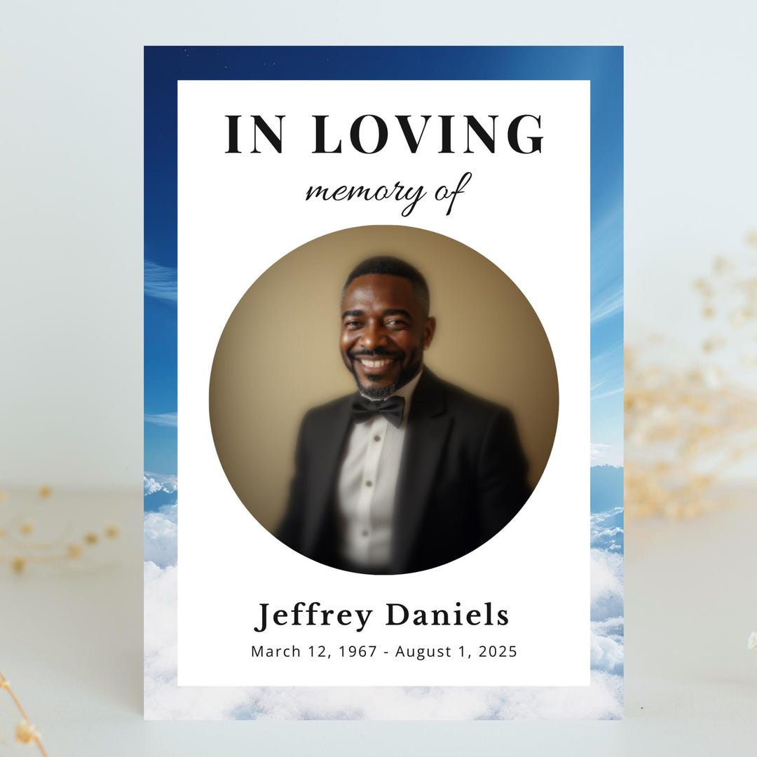 Heaven & Clouds Funeral Program Template: 5x7" Memorial Booklet (canva ...