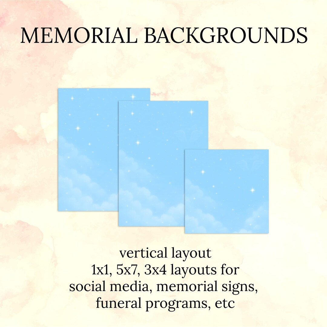 Printable Memorial Background - Baby Blue Sky Art, Vertical Funeral ...