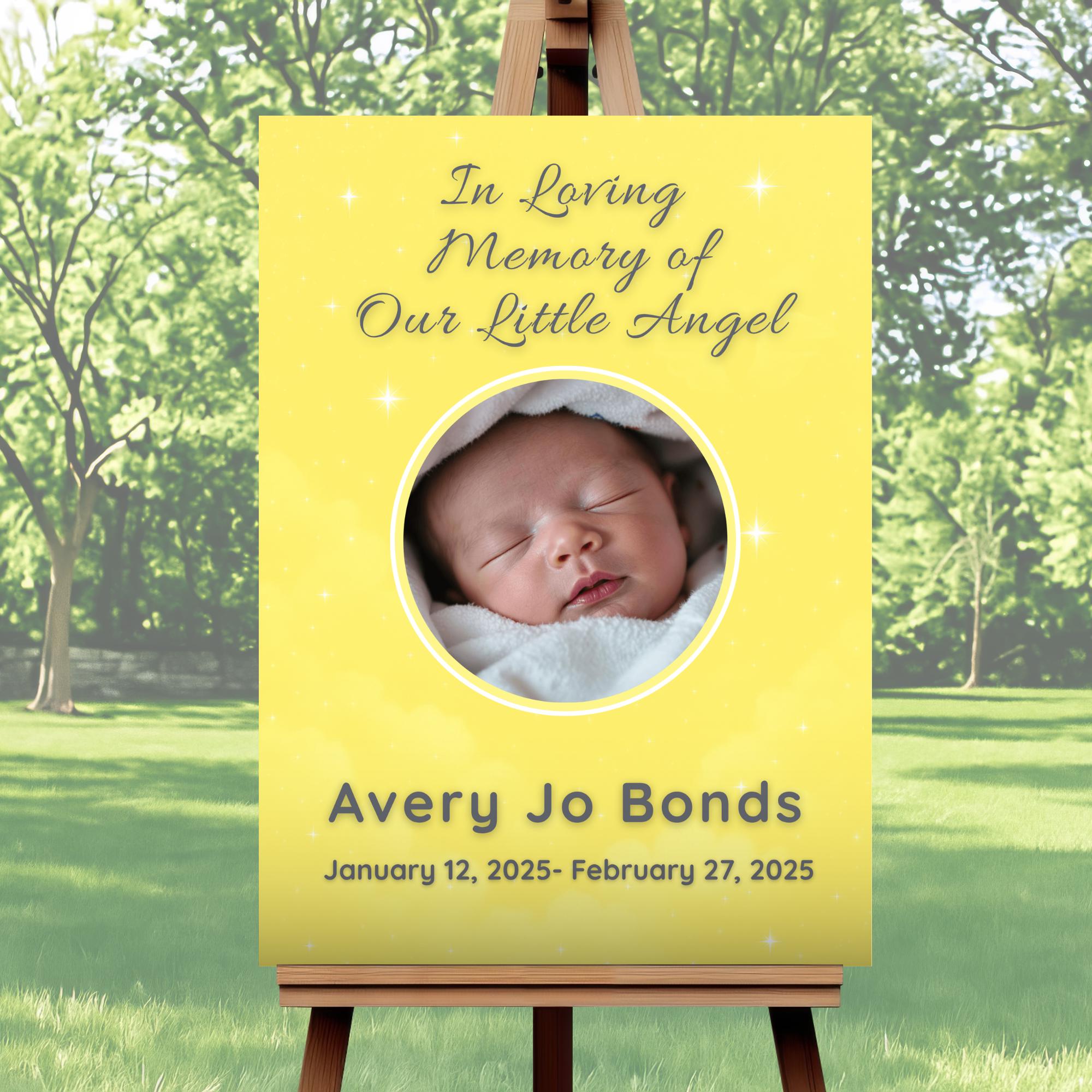 Angel Baby Memorial Poster: Soft Yellow Sky Tribute (canva Template ...