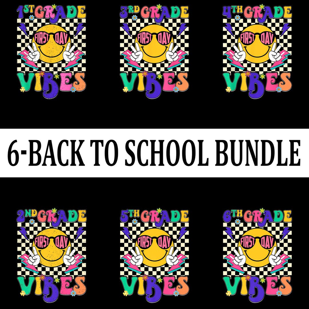 Retro Groovy 1st to 6th Grade PNG, Smile Team Back to School Clipart ...