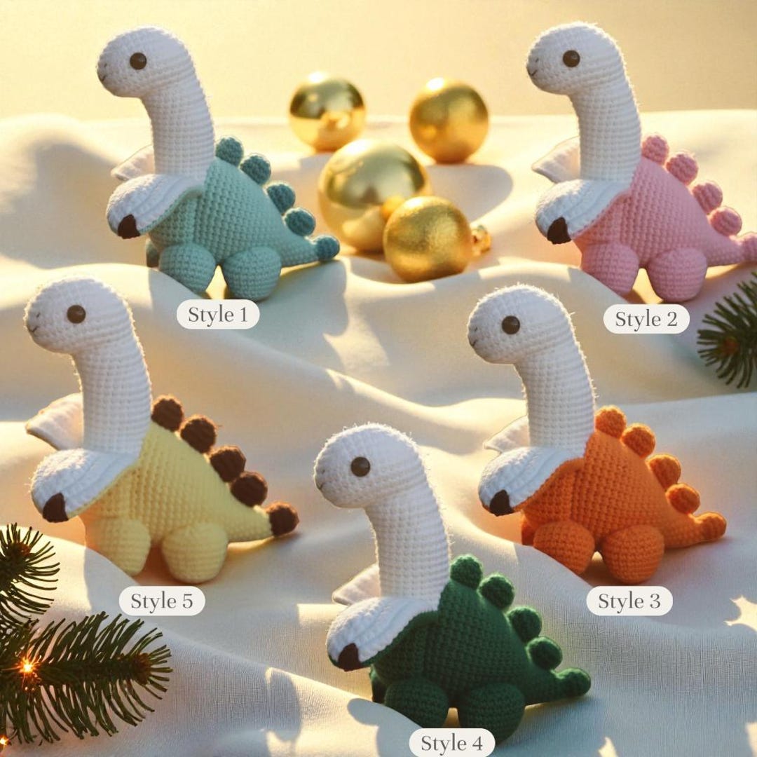 Crochet Dinosaur Plush, Handmade Amigurumi Dino Toy, Soft Yarn Dinosaur ...