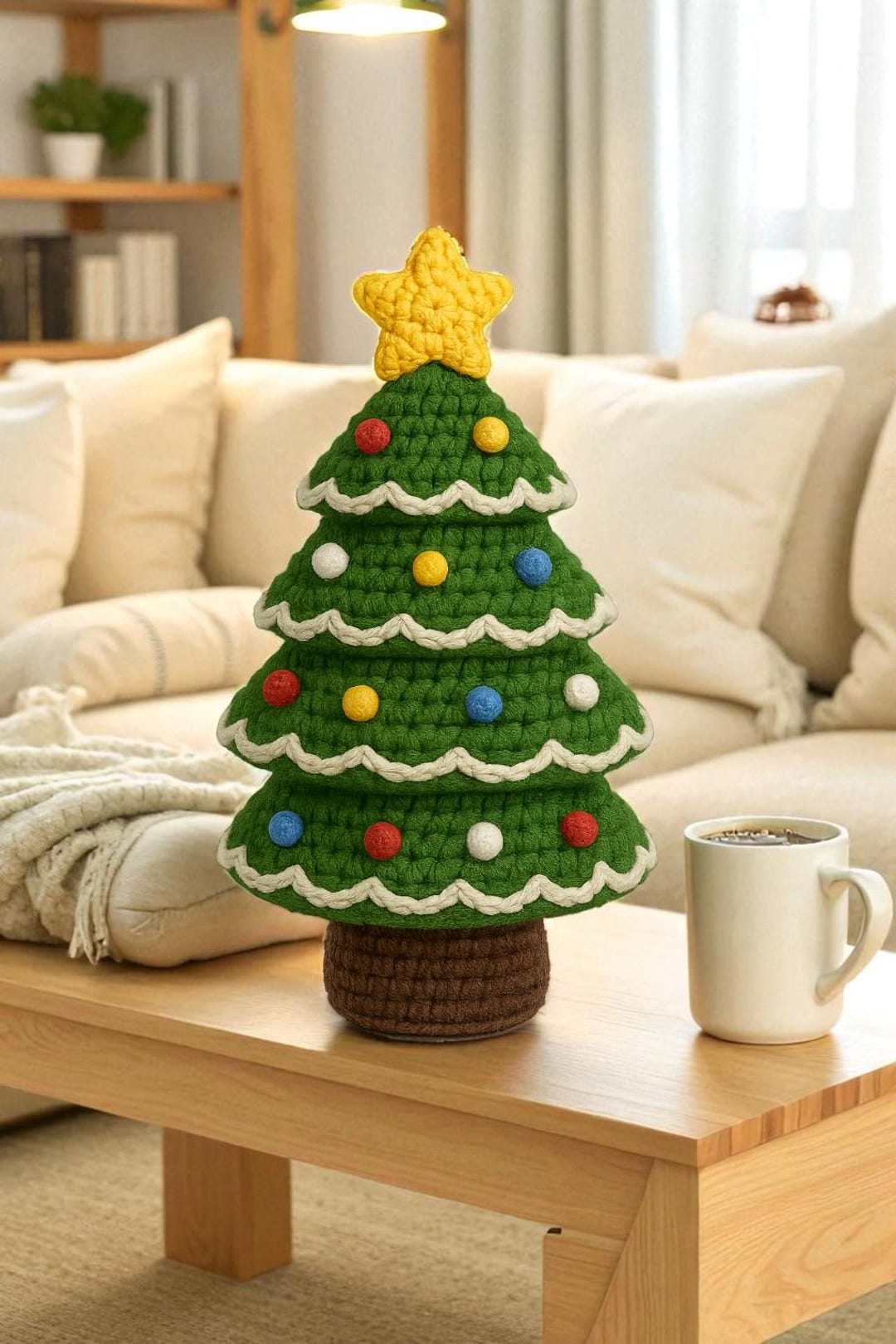 Crochet Christmas Tree Plush, Handmade Amigurumi Holiday Decor With ...
